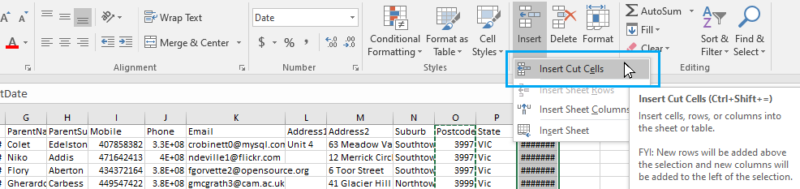Tip Reordering Columns And Combining Columns In Excel Kindergarten It Program